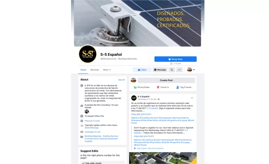 S-5! Announces New Spanish Company Facebook Page Amidst Growth in Latin ...
